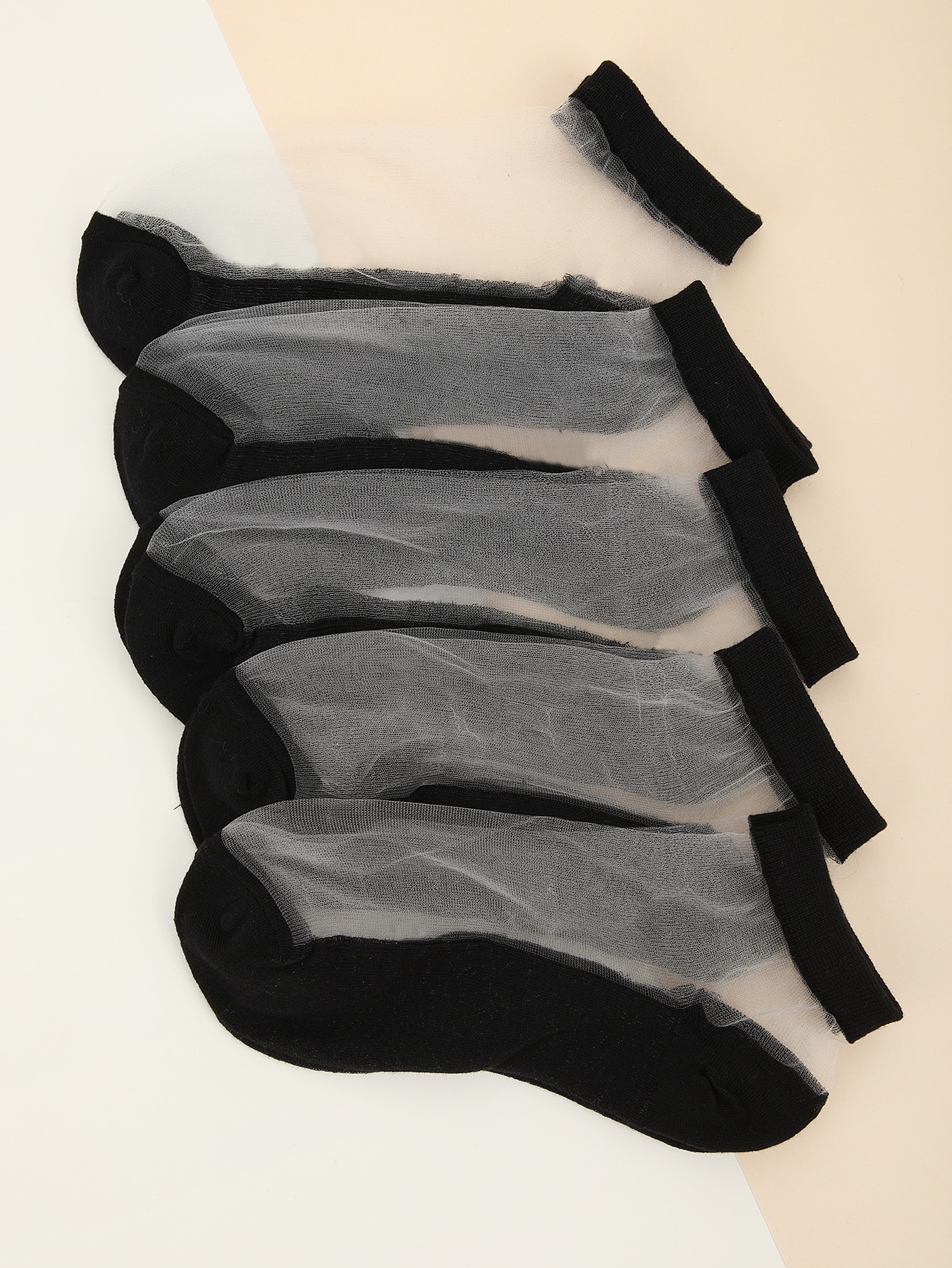 5pairs Contrast Mesh Socks