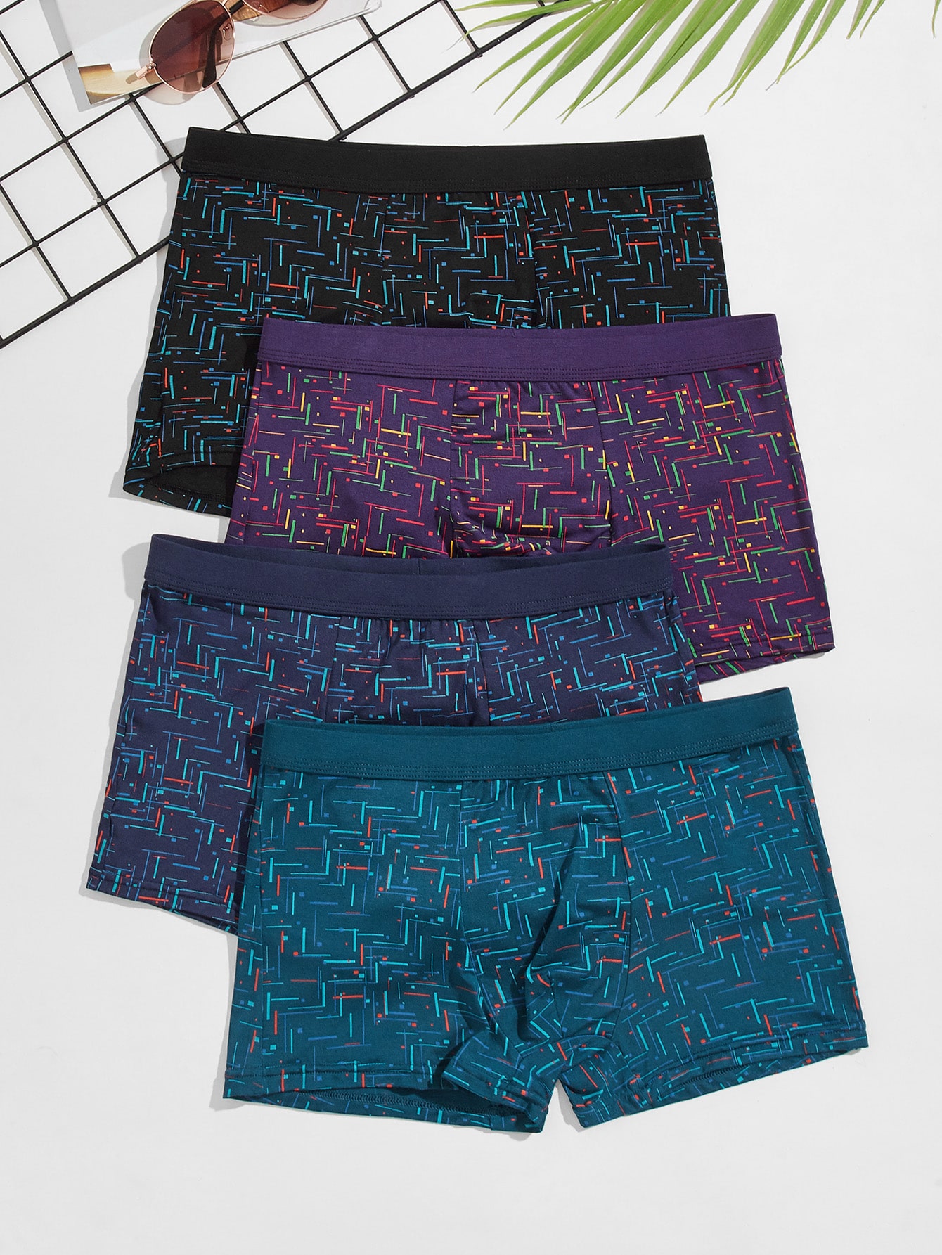 Men 4pcs Allover Print Boxer Brief