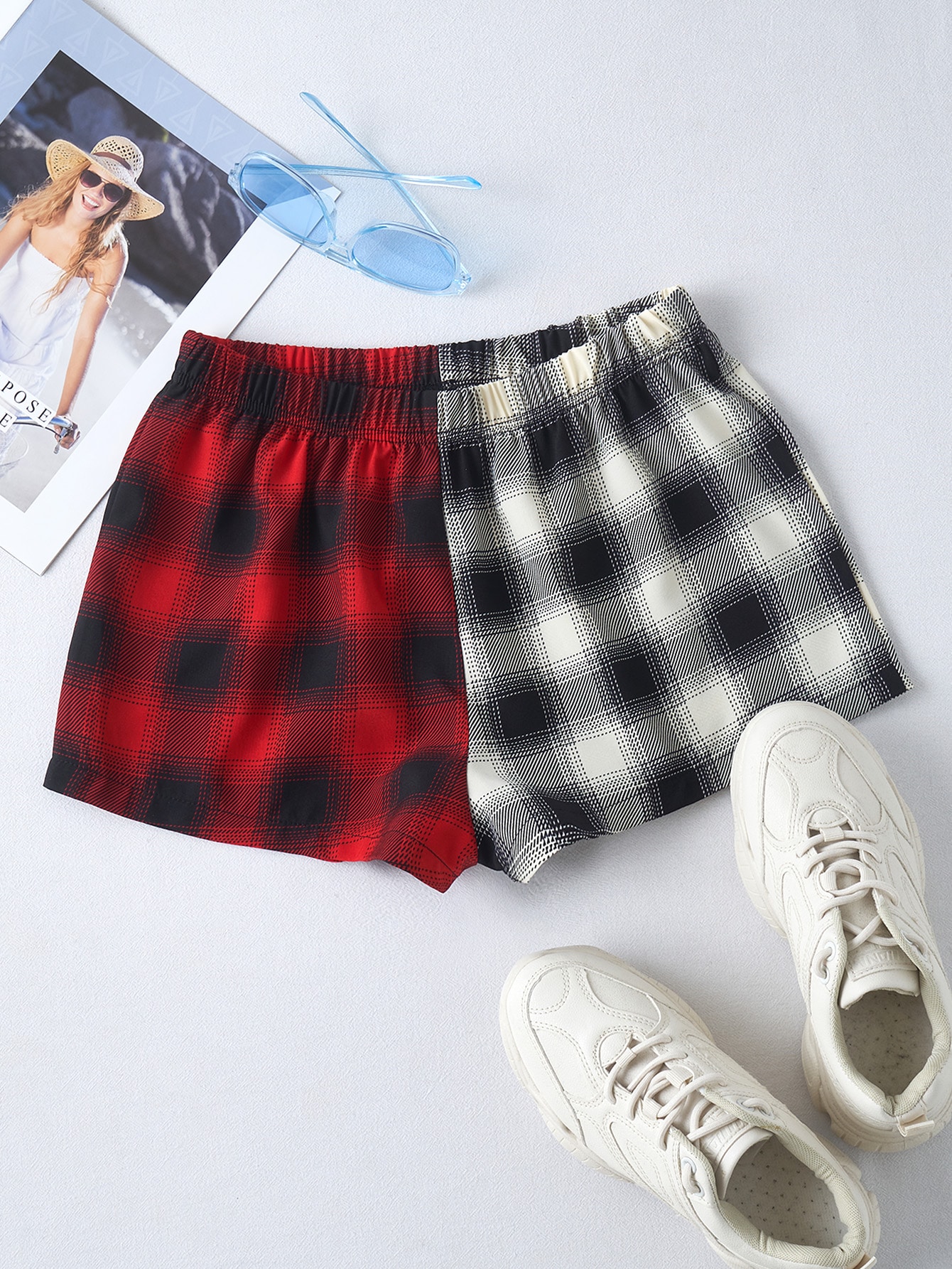 Two Tone Plaid Shorts