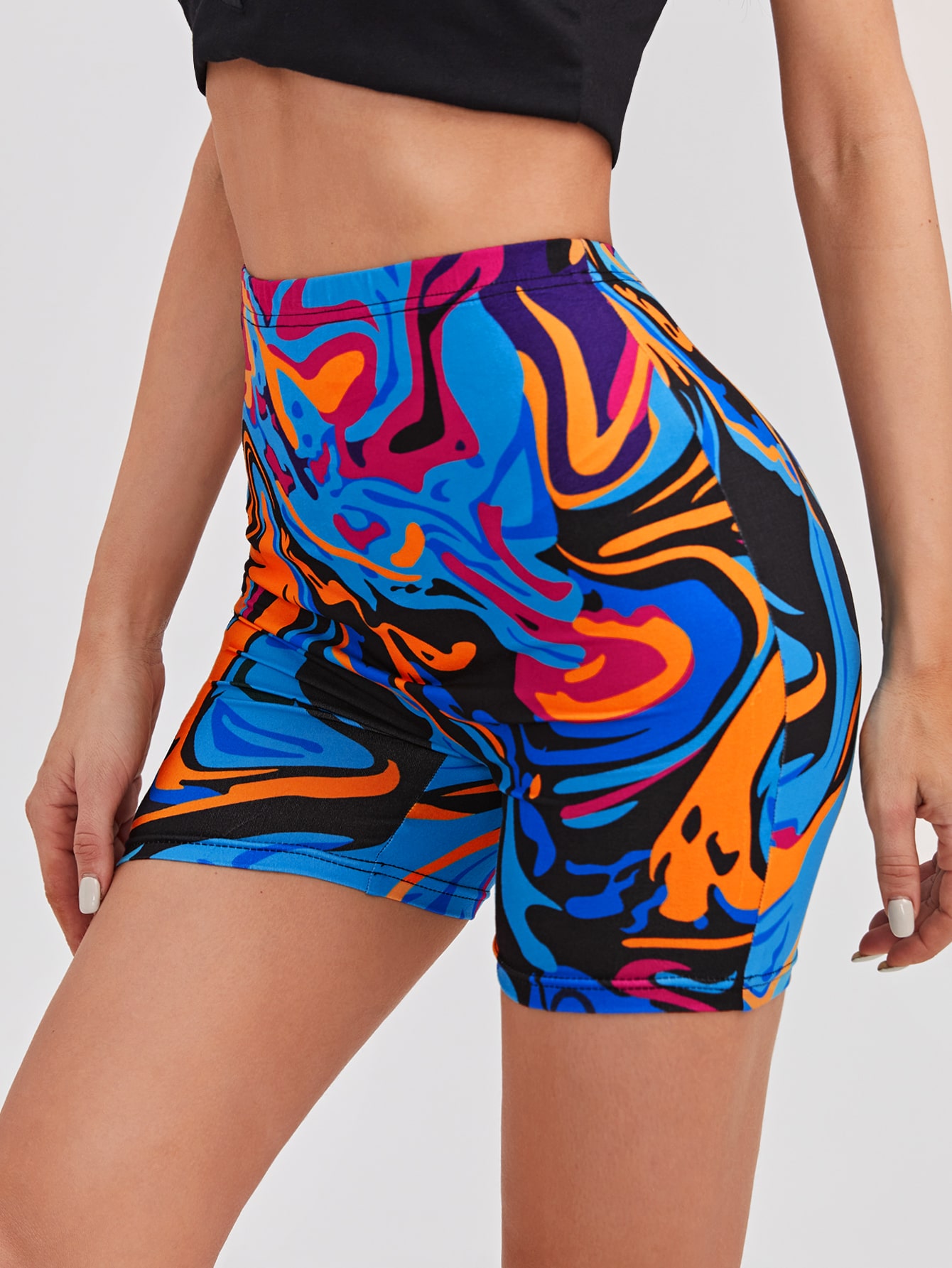 Graphic Print Biker Shorts
