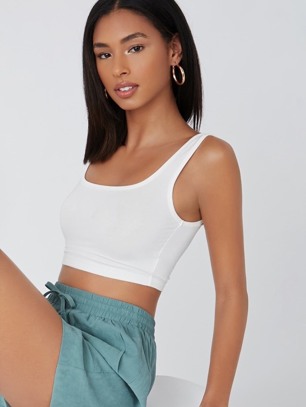 SHEIN BASICS Square Neck Crop Tank Top | SHEIN