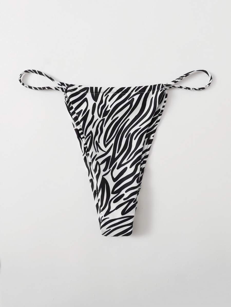 Zebra Stripe Thong Bikini Panty | SHEIN USA
