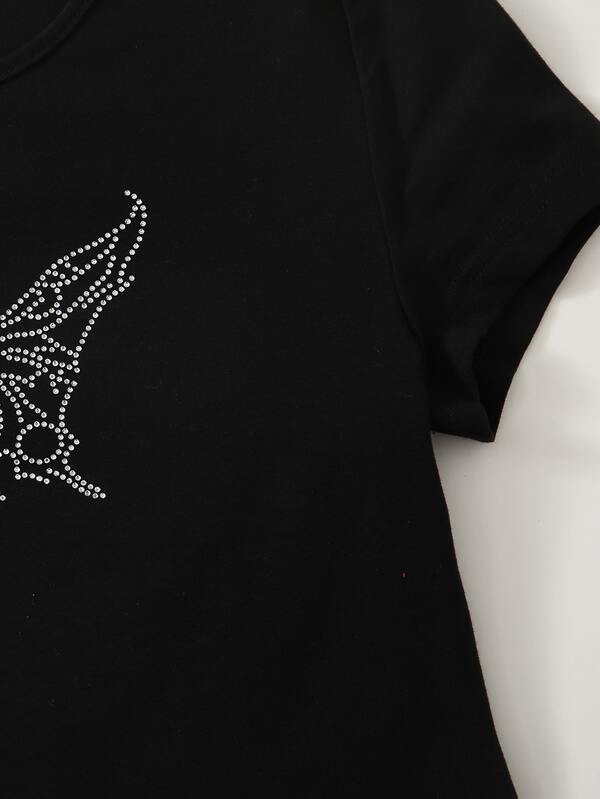SHEIN EZwear Topo frontal borboleta strass | SHEIN Brasil