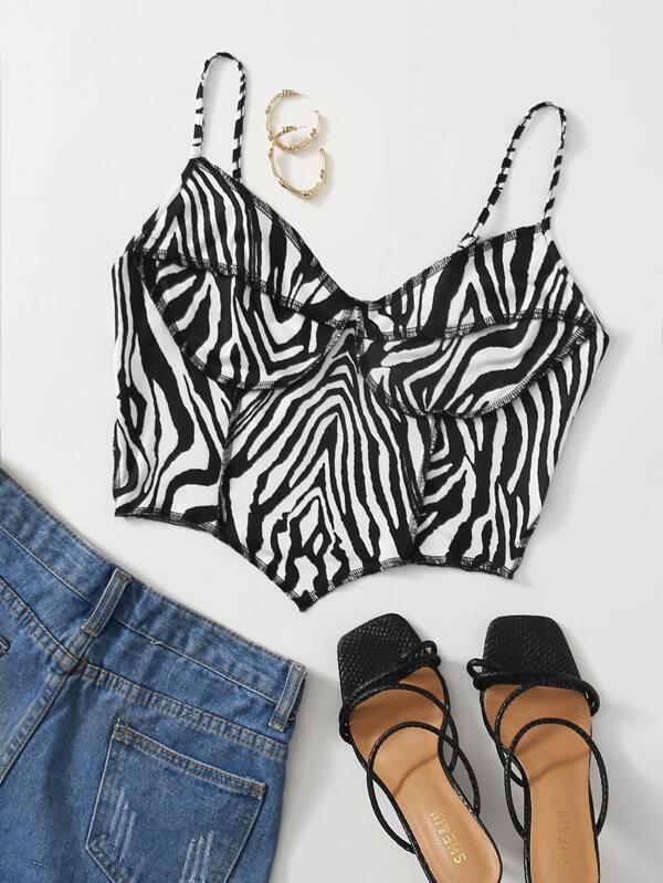 SHEIN Coolane Zebra Striped Cami Top | SHEIN USA