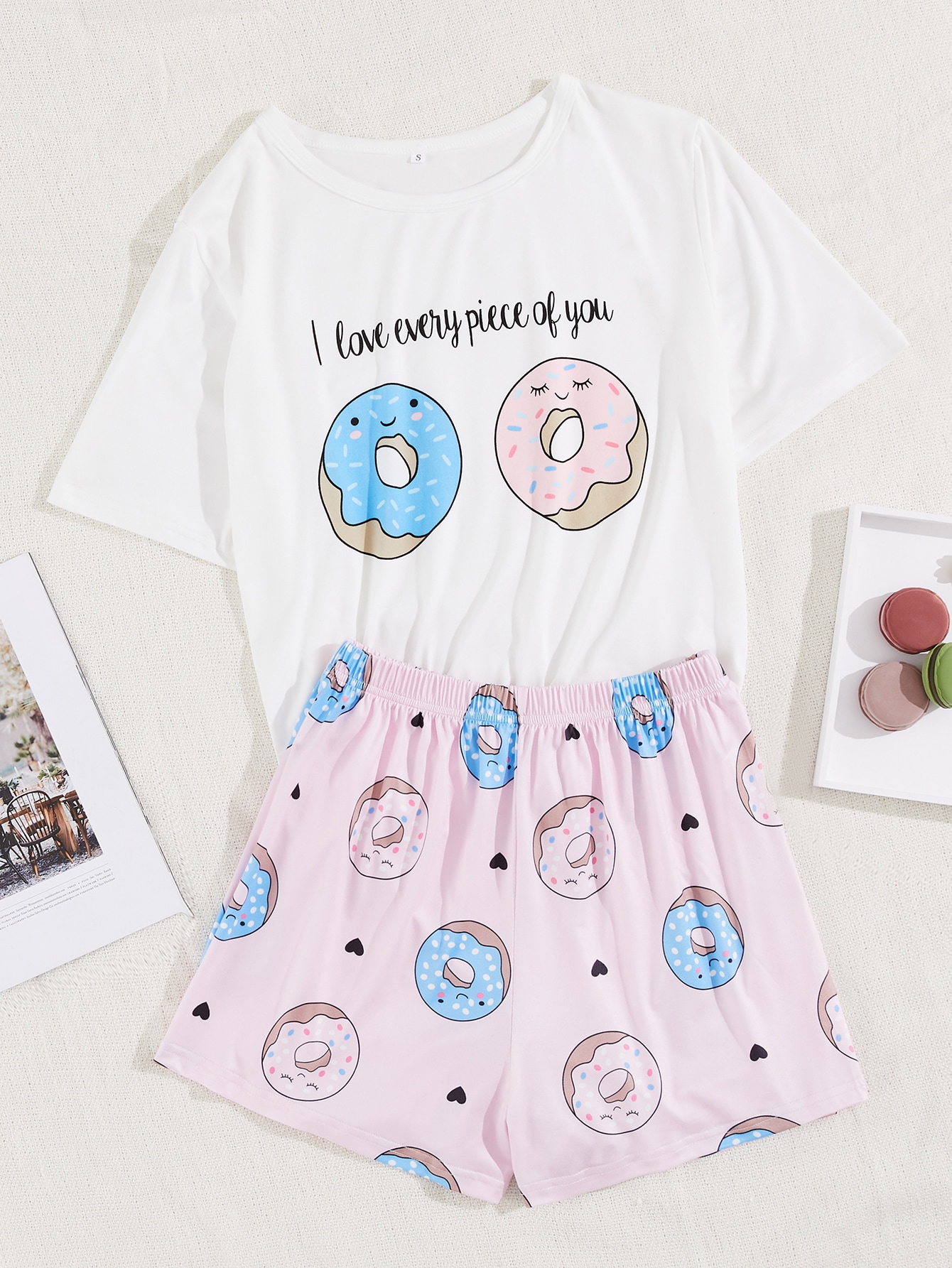 Donut & Slogan Graphic PJ Set