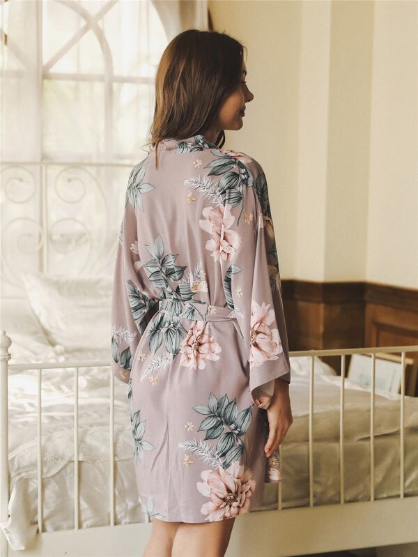 Floral Print Belted Robe | SHEIN USA