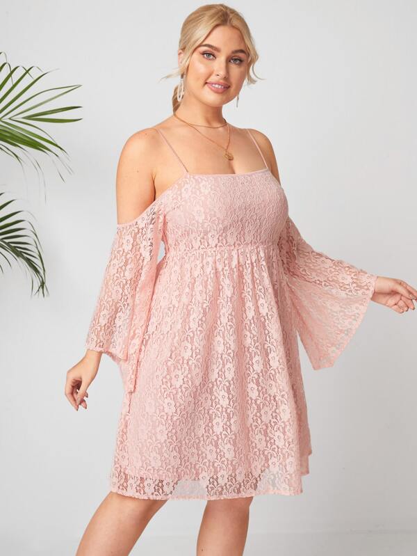 Plus Lace Cold Shoulder Dress | SHEIN USA
