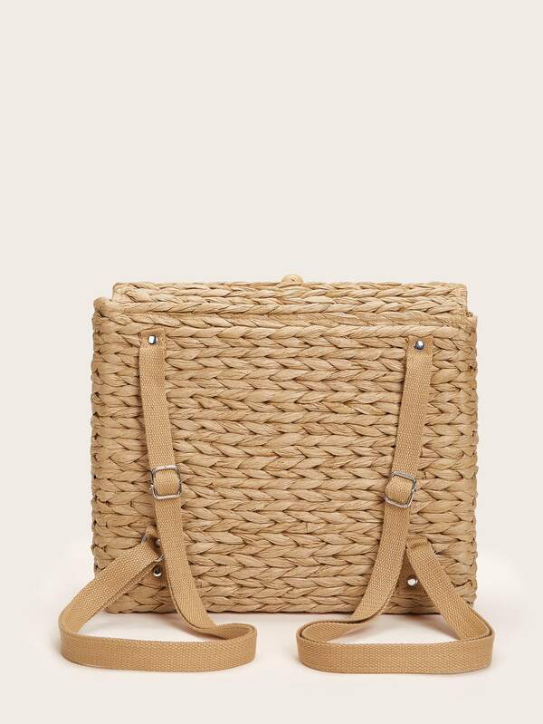 Beaded Straw Flap Backpack | SHEIN USA