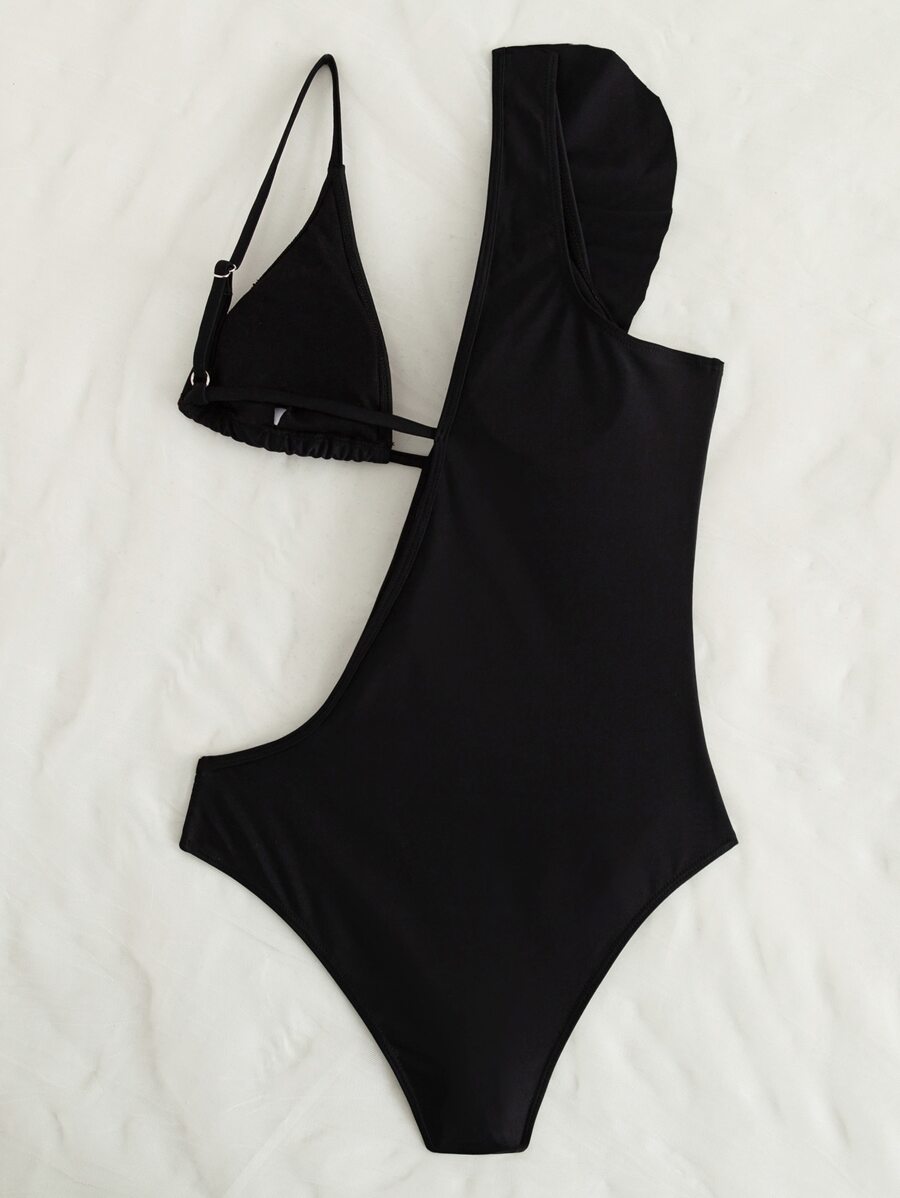 Ruffle Trim One Piece Swimsuit Shein Usa