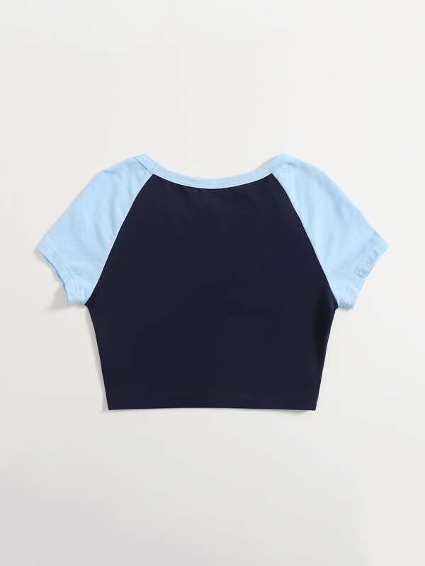 Shein Ezwear Raglan Sleeve Two Tone Crop Top Shein Usa