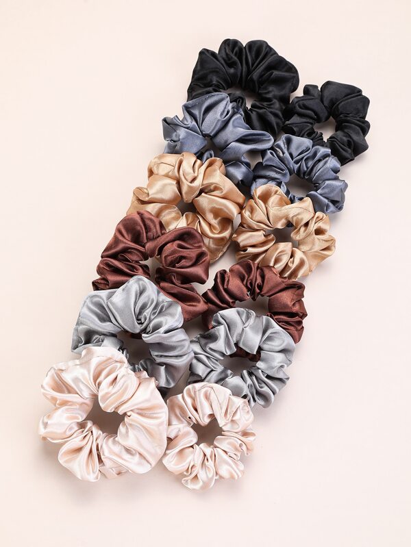 12pcs Plain Pleated Scrunchie | SHEIN USA