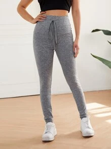 SHEIN EZwear High-Rise Drawstring Leggings | SHEIN USA