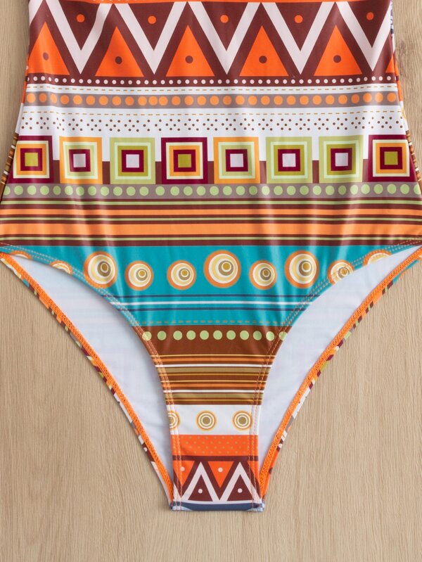 Geo Print Underwire One Piece Swimsuit | SHEIN USA