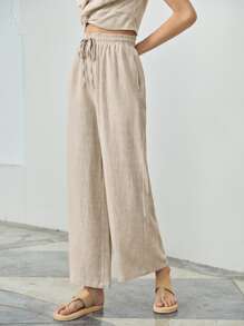 SHEIN Drawstring Waist Wide Leg Pants | SHEIN USA