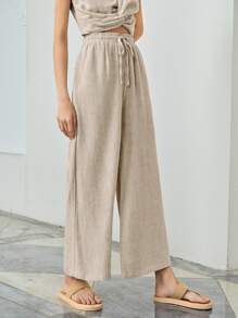 SHEIN Drawstring Waist Wide Leg Pants | SHEIN USA