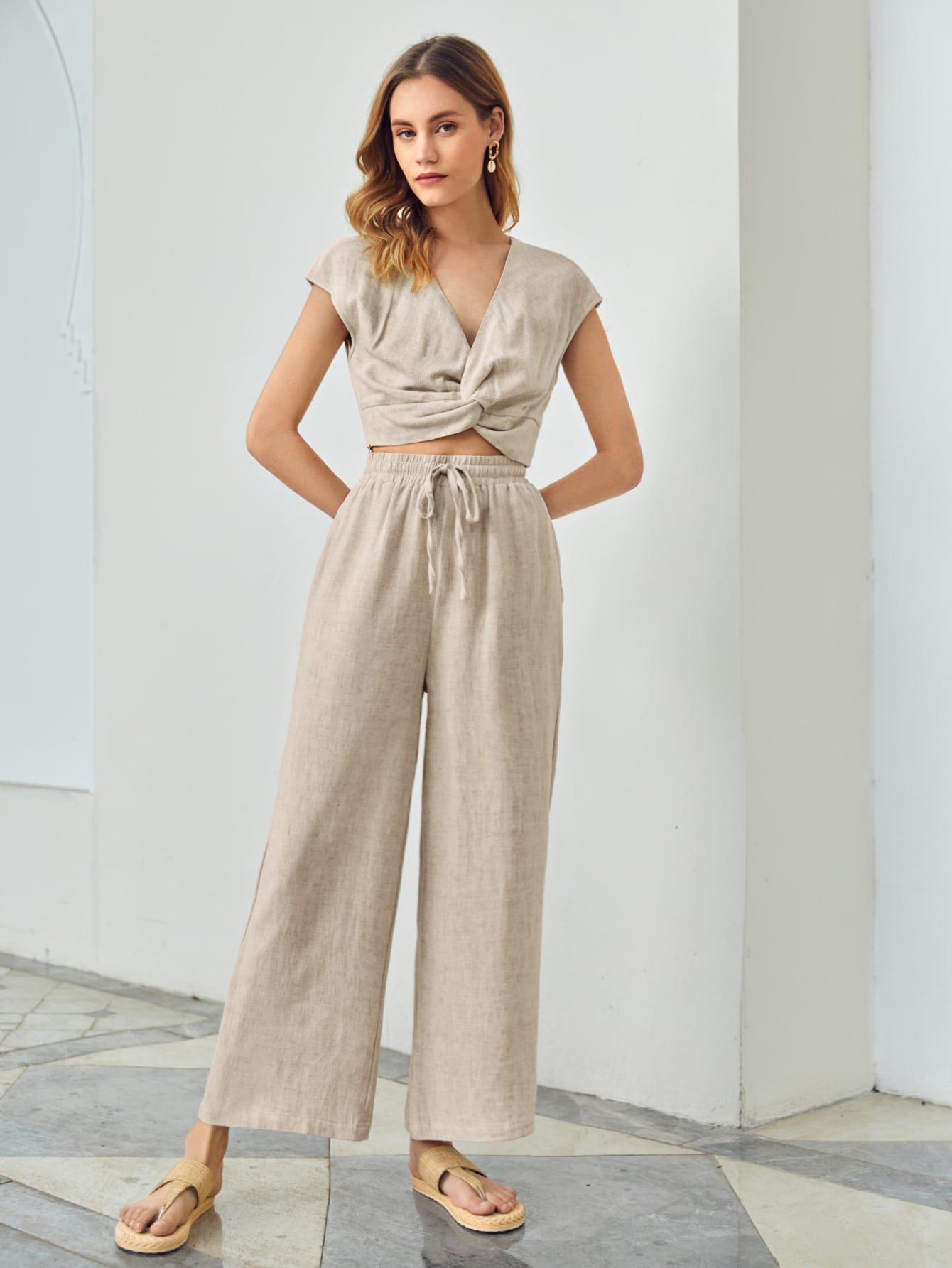 SHEIN Drawstring Waist Wide Leg Pants | SHEIN USA