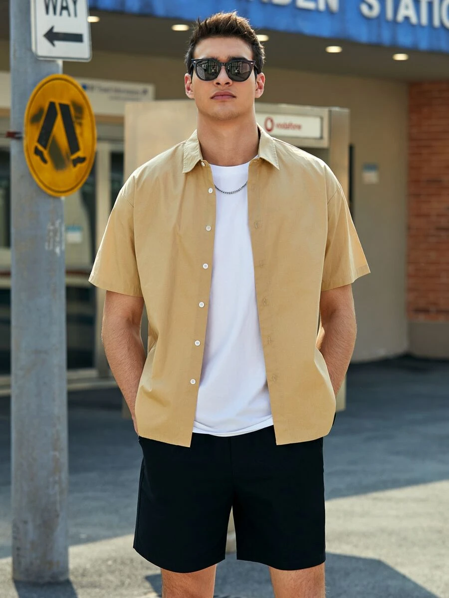 Manfinity NiteLyfe Men Drop Shoulder Solid Shirt | SHEIN USA