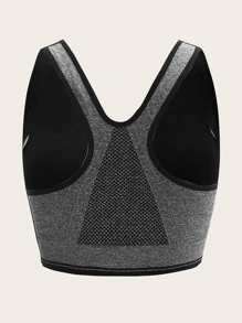 Yoga Basic Medium Support Zipper Front Sports Bra | SHEIN USA