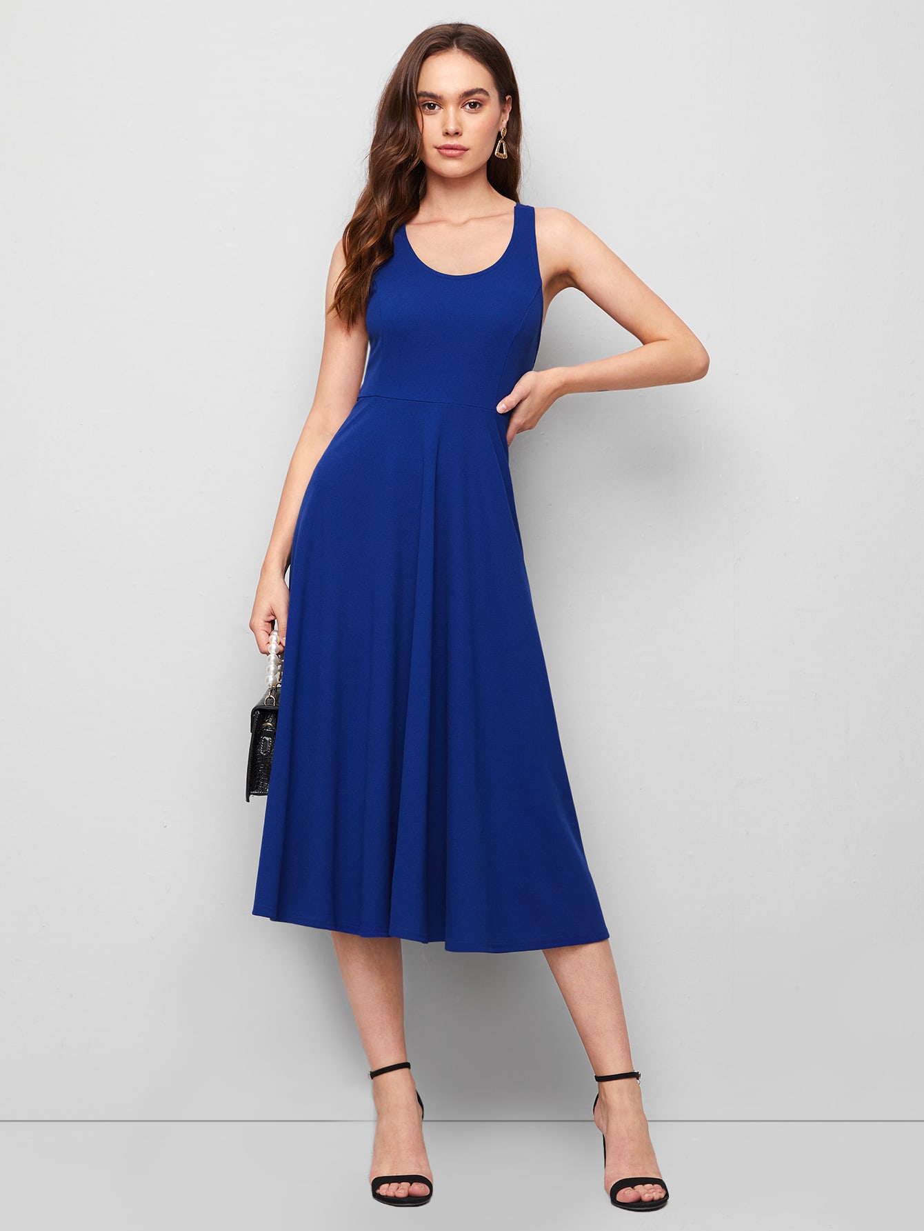 Shein Crisscross Open Back Flare Hem Dress Shein Usa