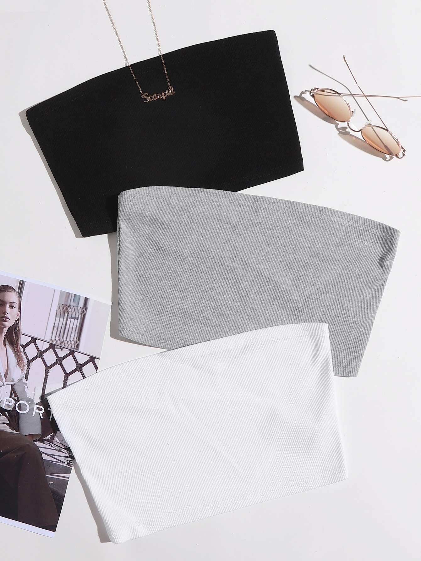 3 Pack Solid Crop Tube Top