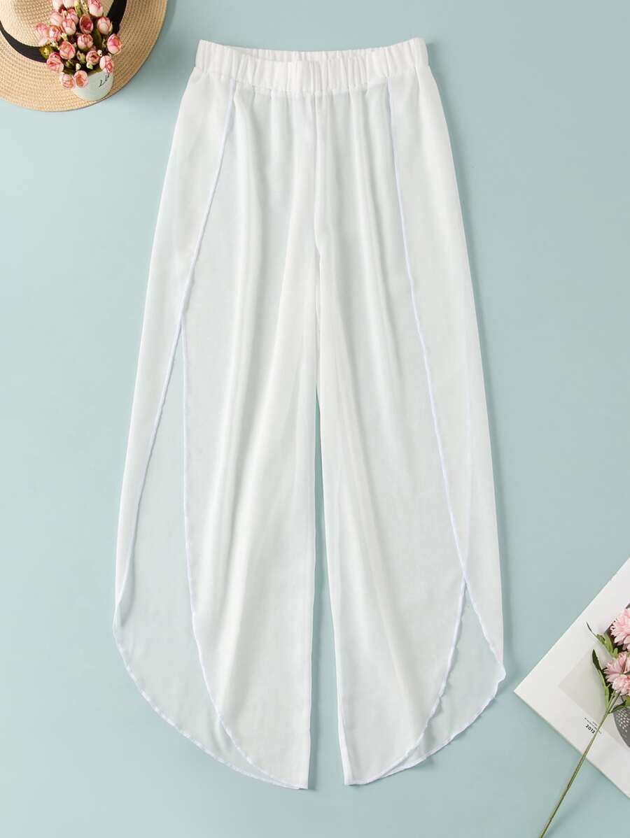 Sheer Side Split Beach Pants | SHEIN USA