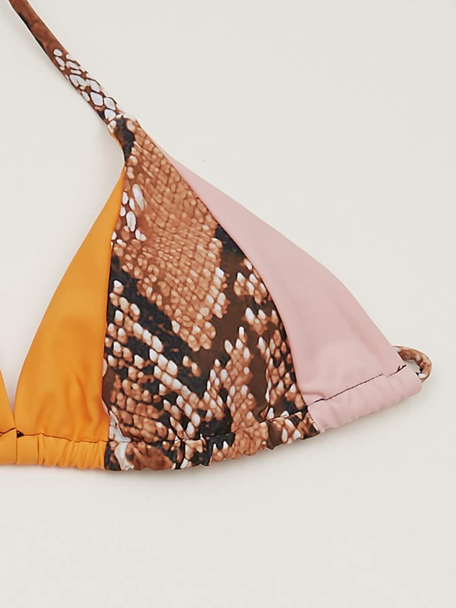 Snakeskin Micro Triangle Thong Bikini Set | SHEIN USA