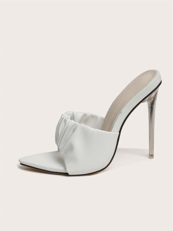 Open Toe Ruched Stiletto Heeled Mules | SHEIN USA