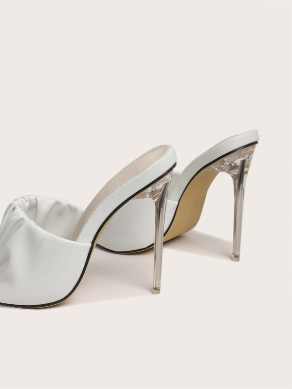Open Toe Ruched Stiletto Heeled Mules | SHEIN USA