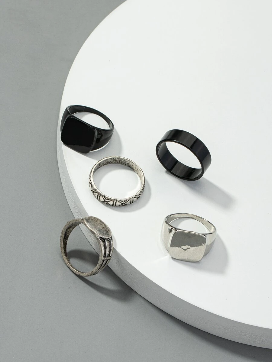5pcs Men Minimalist Ring | SHEIN USA