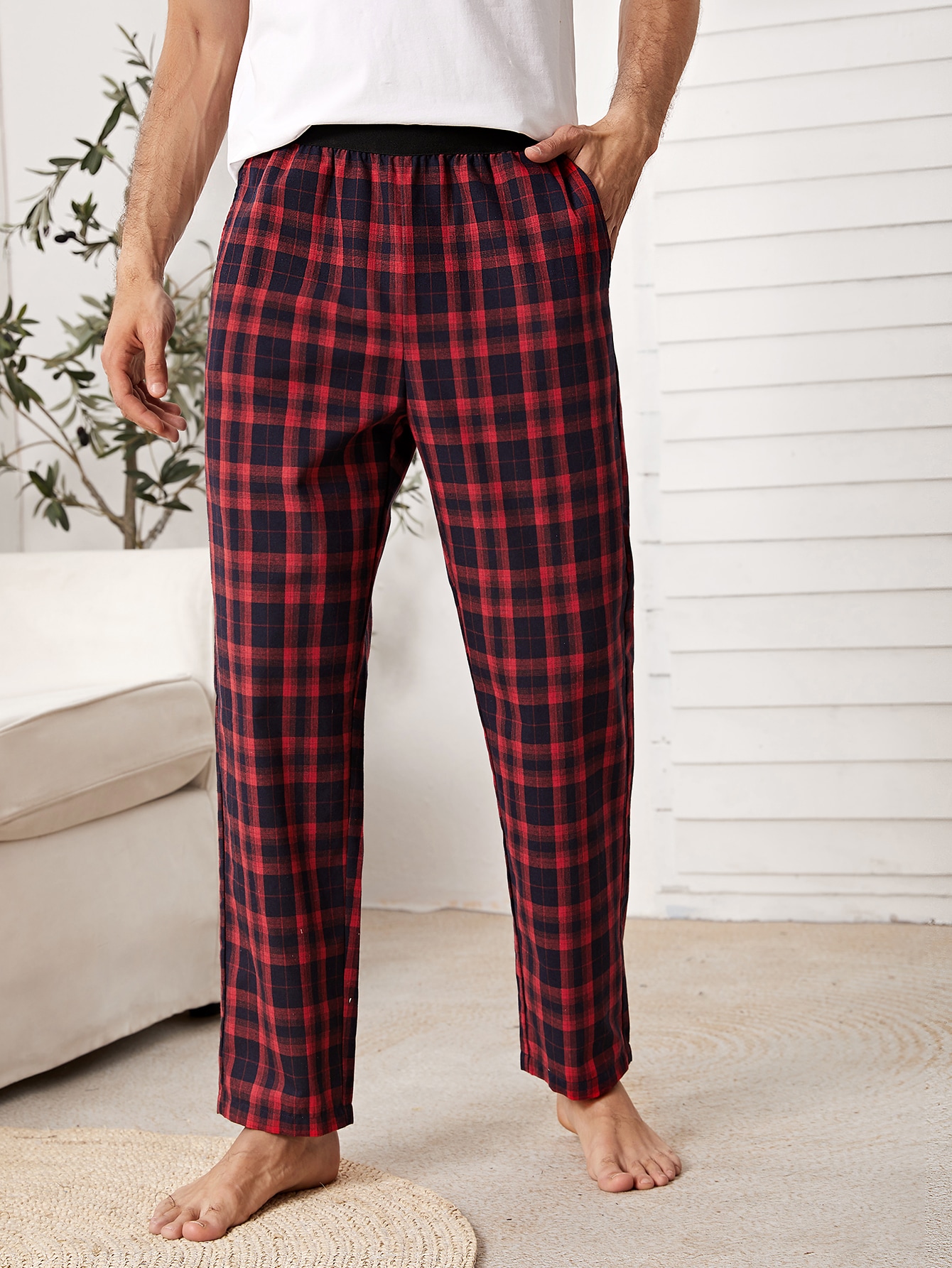 Men Plaid Night Pants