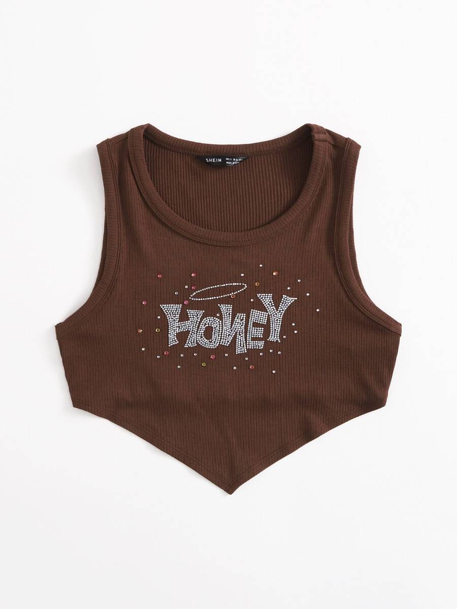 SHEIN Rhinestone Honey Graphic Tank Top for Sale Australia| New ...