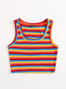 SHEIN EZwear Rainbow Striped Tank Top | SHEIN USA