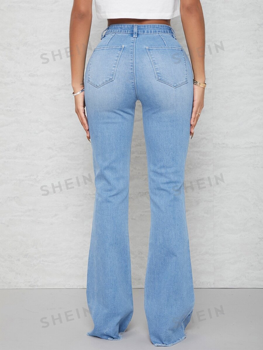 SHEIN SXY Curvy High Waist Flare Leg Jeans | SHEIN USA