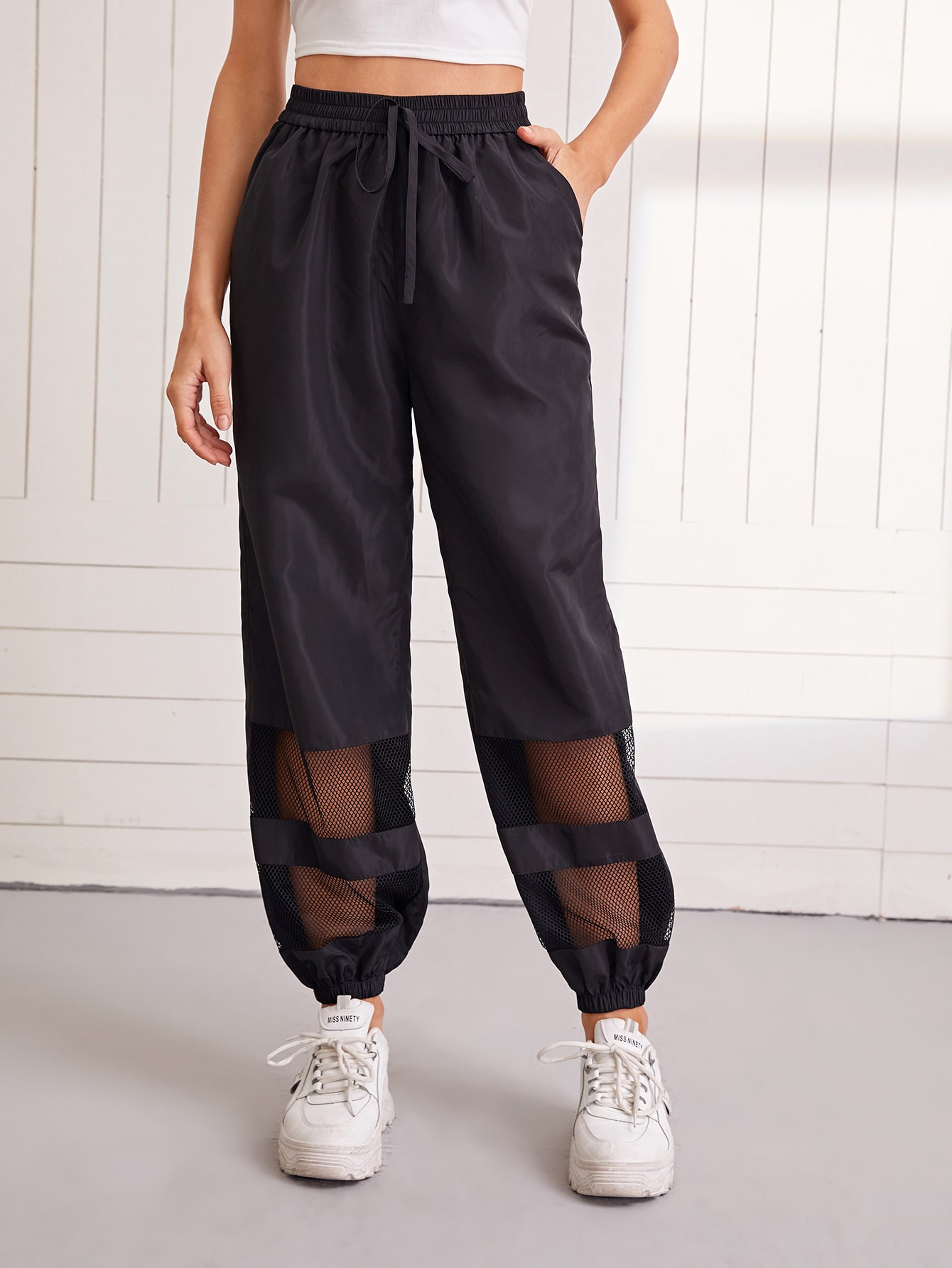 Fishnet Mesh Insert Pants