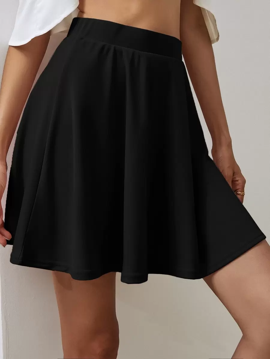 SHEIN Frenchy Solid Flared Skirt | SHEIN USA