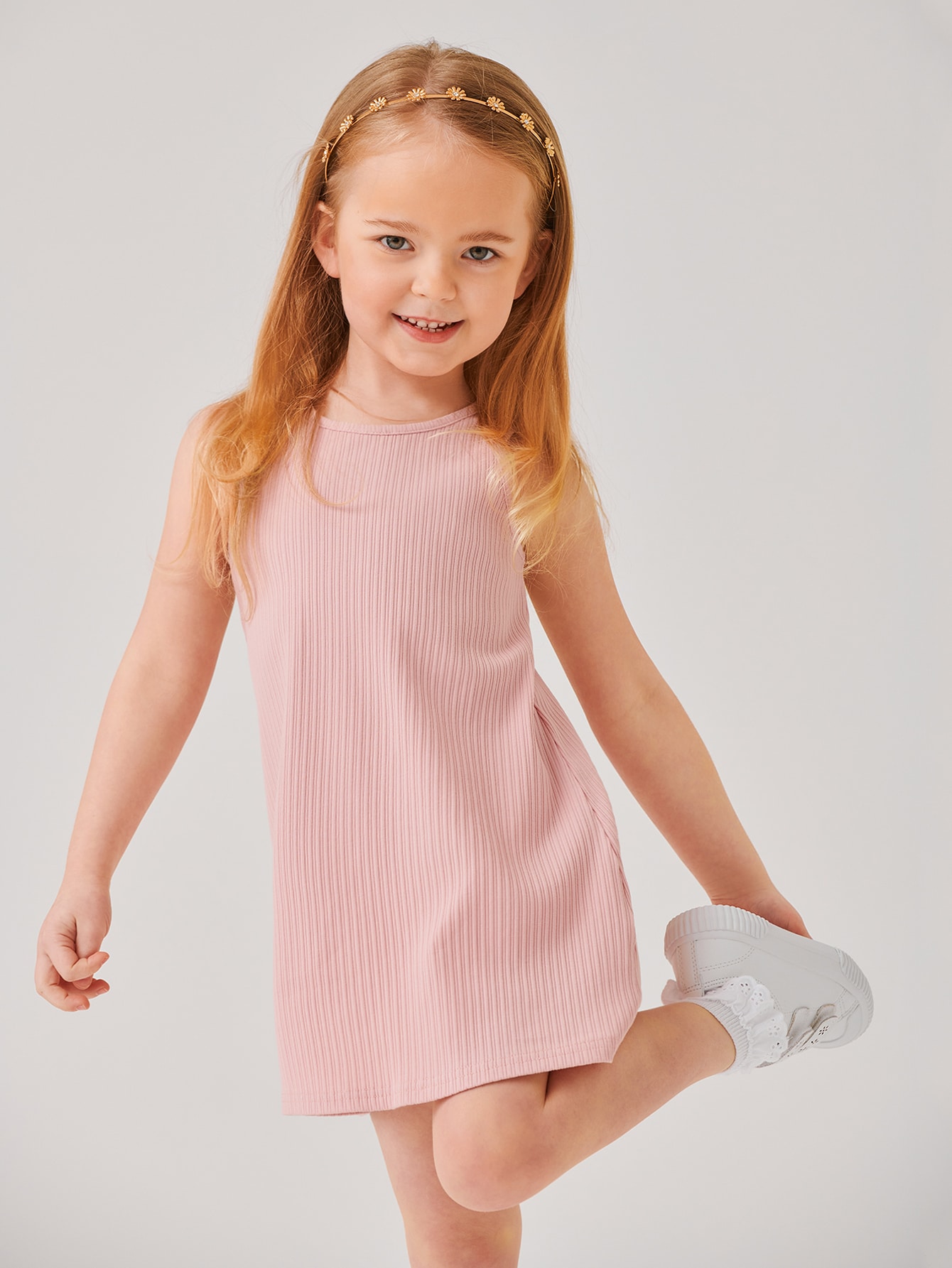 Toddler Girls Rib-knit Solid Tank Dress