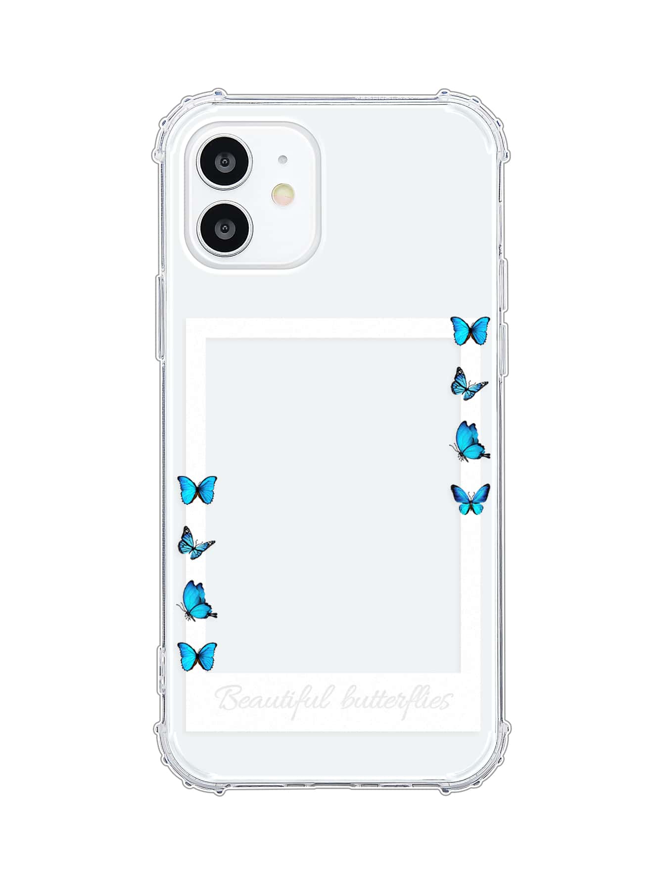 Funda de celular con diseño de marco de foto con mariposa