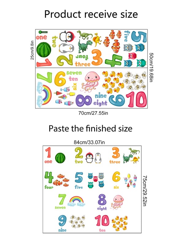 Kids Cartoon Graphic Wall Sticker, Cute Self Adhesive Wall Art Decal ...