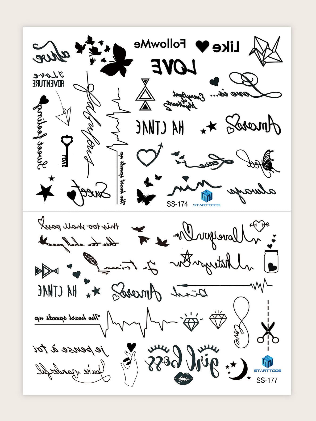 2sheets Letter Graphic Tattoo Sticker | SHEIN USA