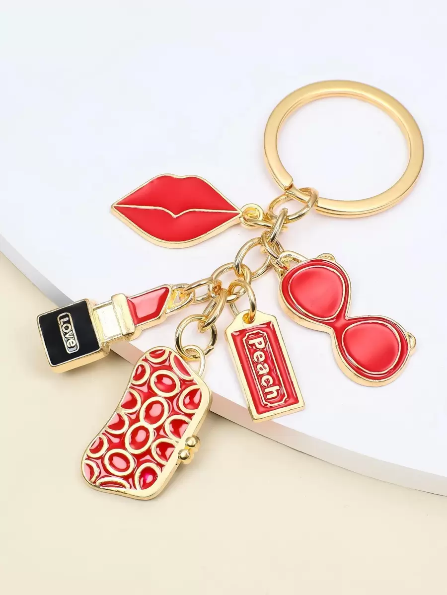 Schlüsselanhänger in Lippenstift-Form aus Legierung, elegantes Geschenk ...