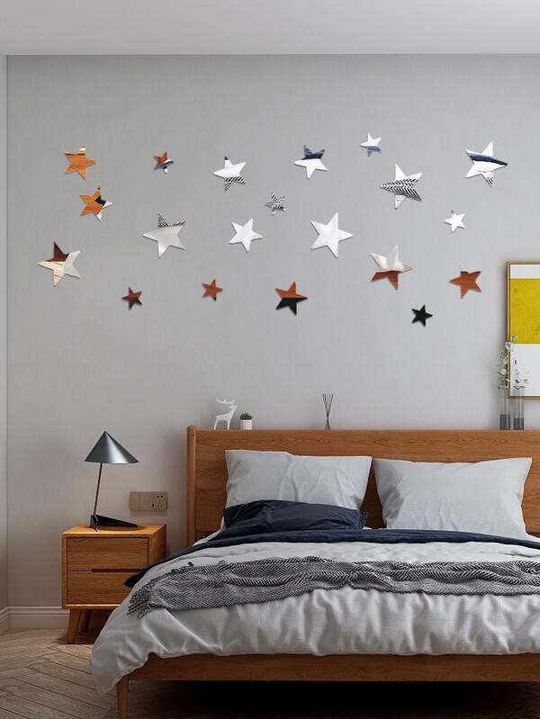 20pcs Star Shaped Mirror Surface Wall Sticker | SHEIN USA