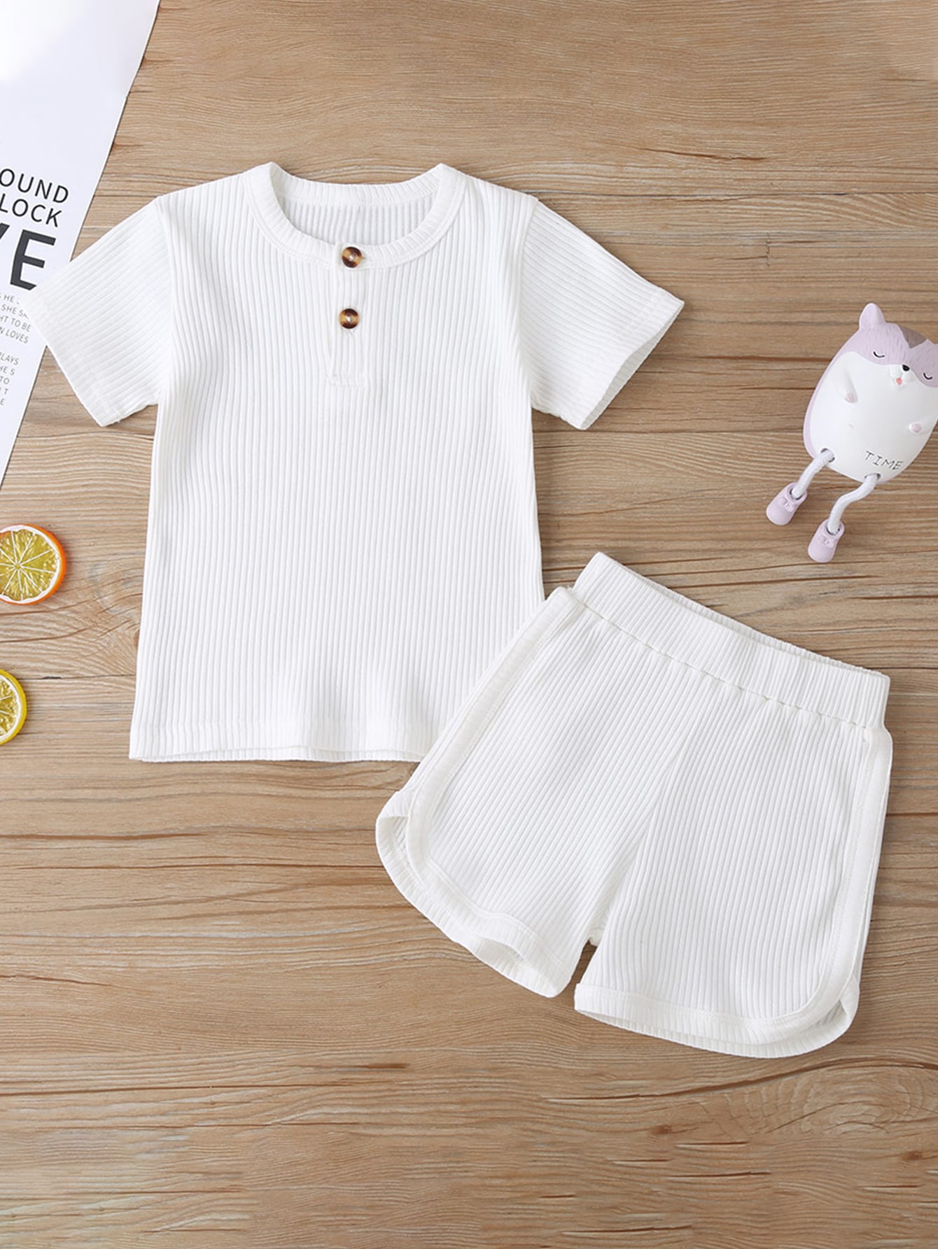 Toddler Girls Rib Knit Tee & Shorts