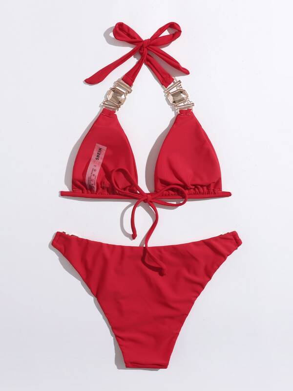 Gemstone Decor Micro Triangle Bikini Swimsuit | SHEIN USA