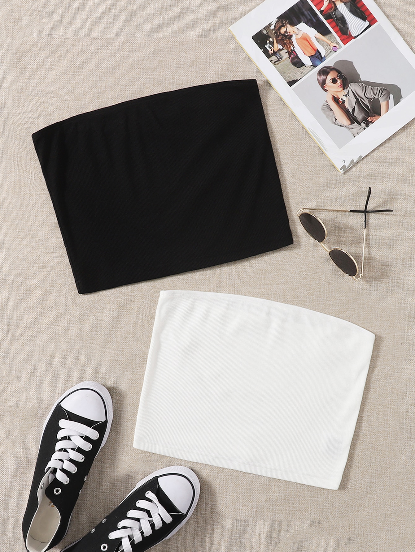 2 Pack Rib-knit Crop Tube Top