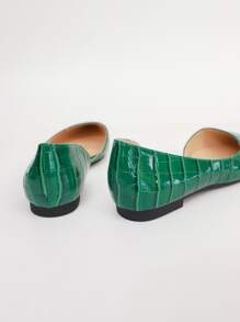 Point Toe Croc Embossed Flats | SHEIN USA