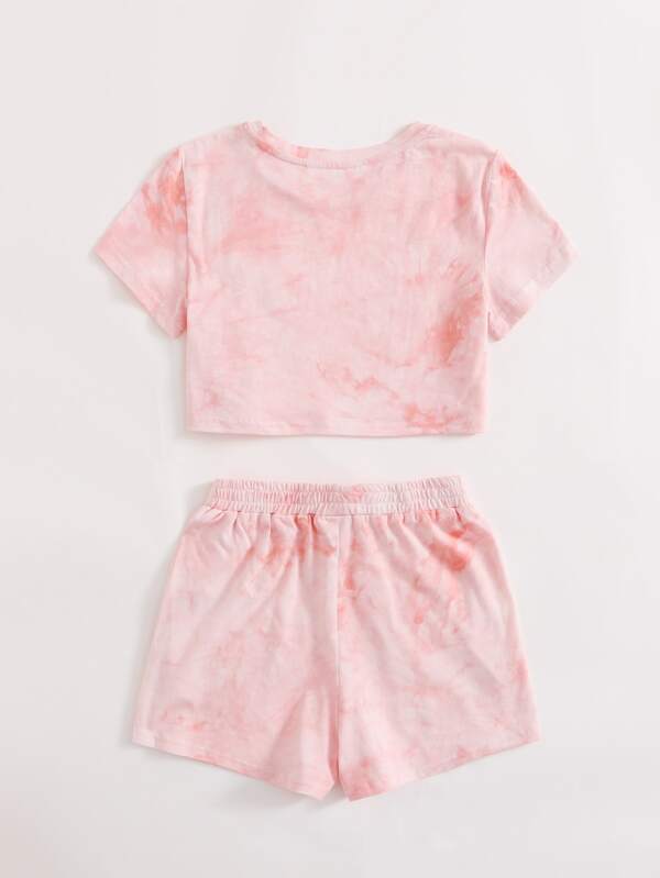 SHEIN Kids EVRYDAY Girls Tie Dye Tee & Track Shorts Set | SHEIN USA