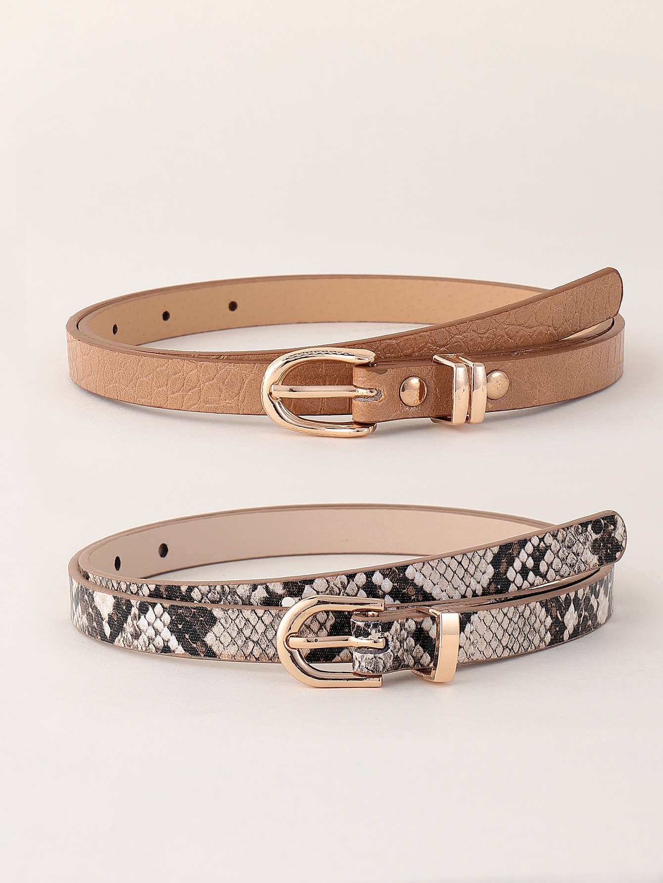 2pcs Snakeskin Print Belt