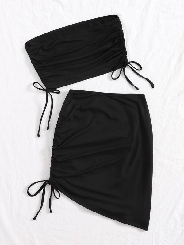Drawstring Side Tube Top & Skirt Set | SHEIN EUR
