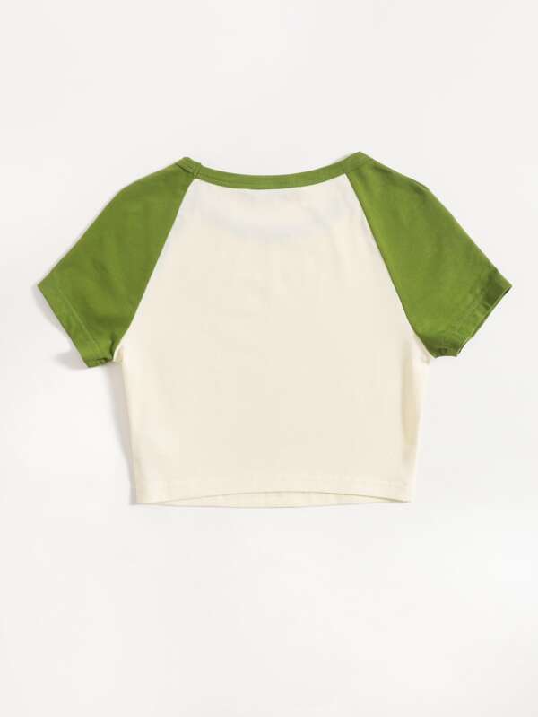 Shein Ezwear Raglan Sleeve Two Tone Crop Top Shein Usa