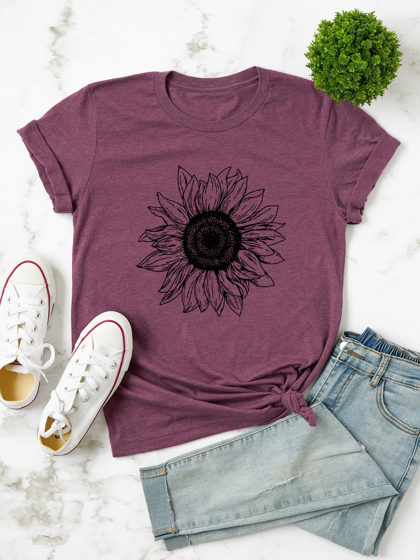 Plus Sunflower Print Tee